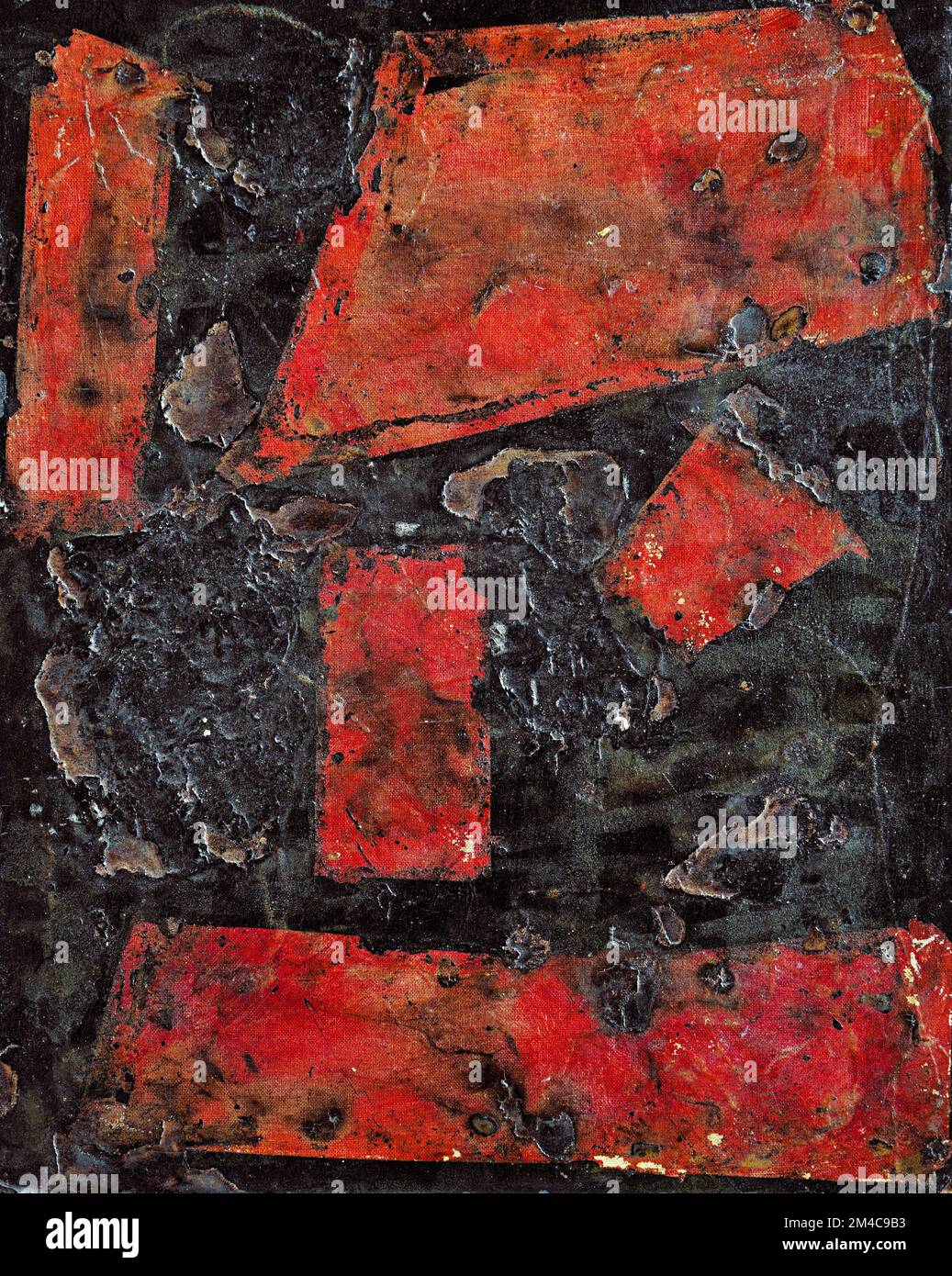 acrylic composition of red polygons on a black background Stock Photo ...