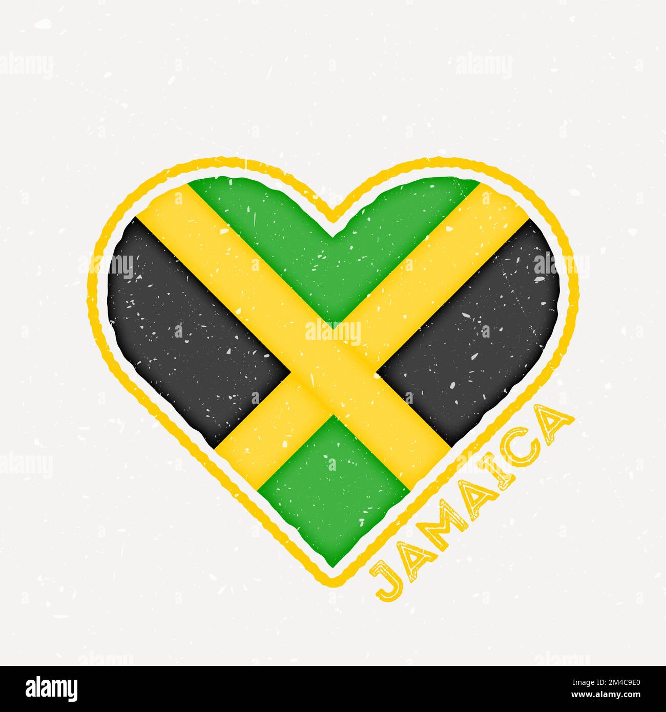 Jamaica heart flag badge. Jamaica logo with grunge texture. Flag of the ...