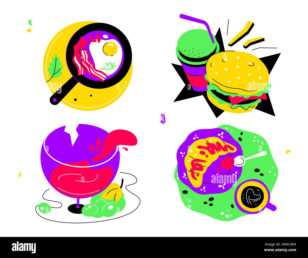 Delicious food and drinks - flat design style illustration set Stock ...