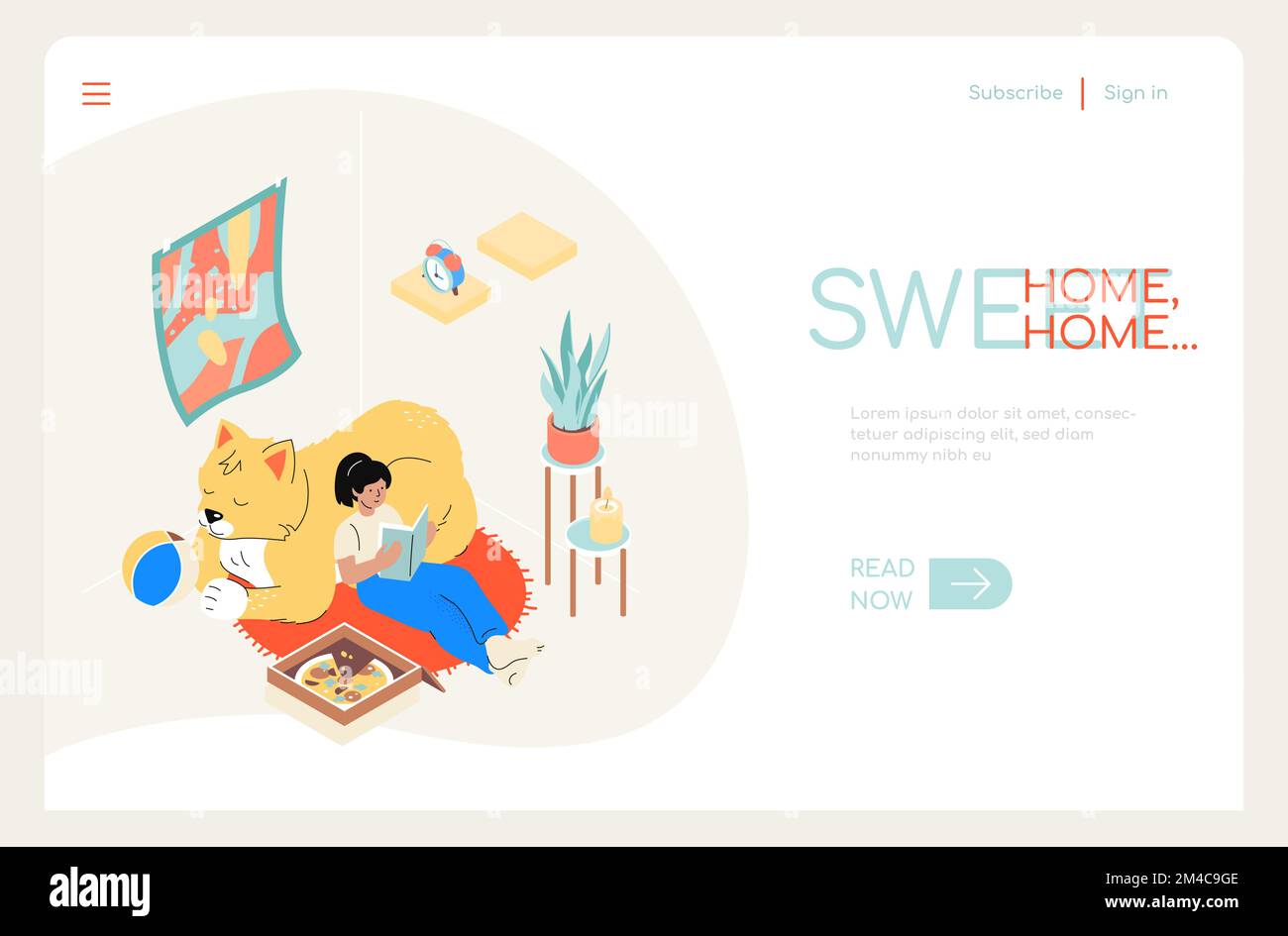 Sweet home - line design style isometric web banner Stock Vector Image ...