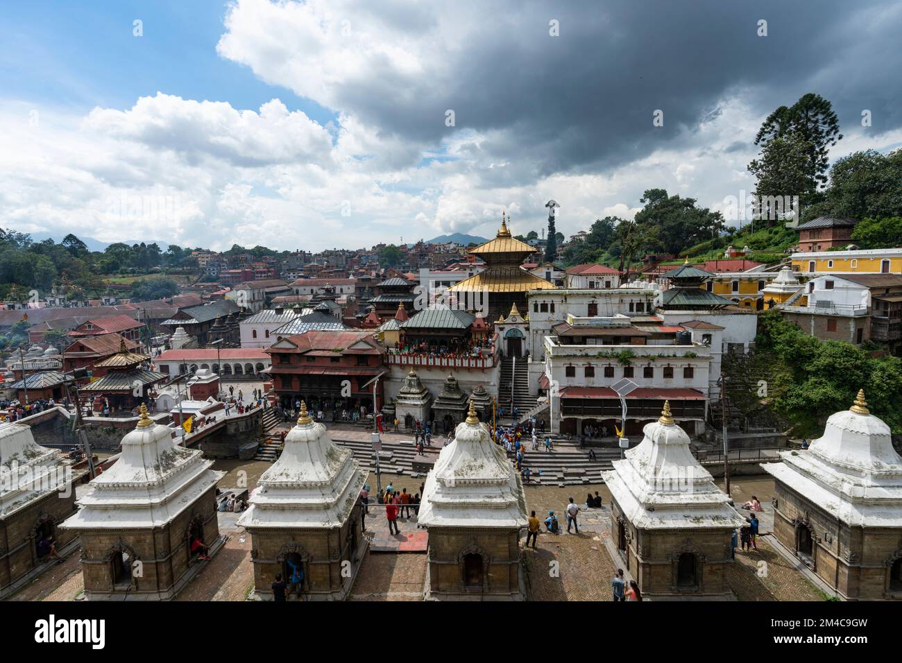 An aerial view of the Buddhist Pashupatinath Temple in Nepal Stock ...