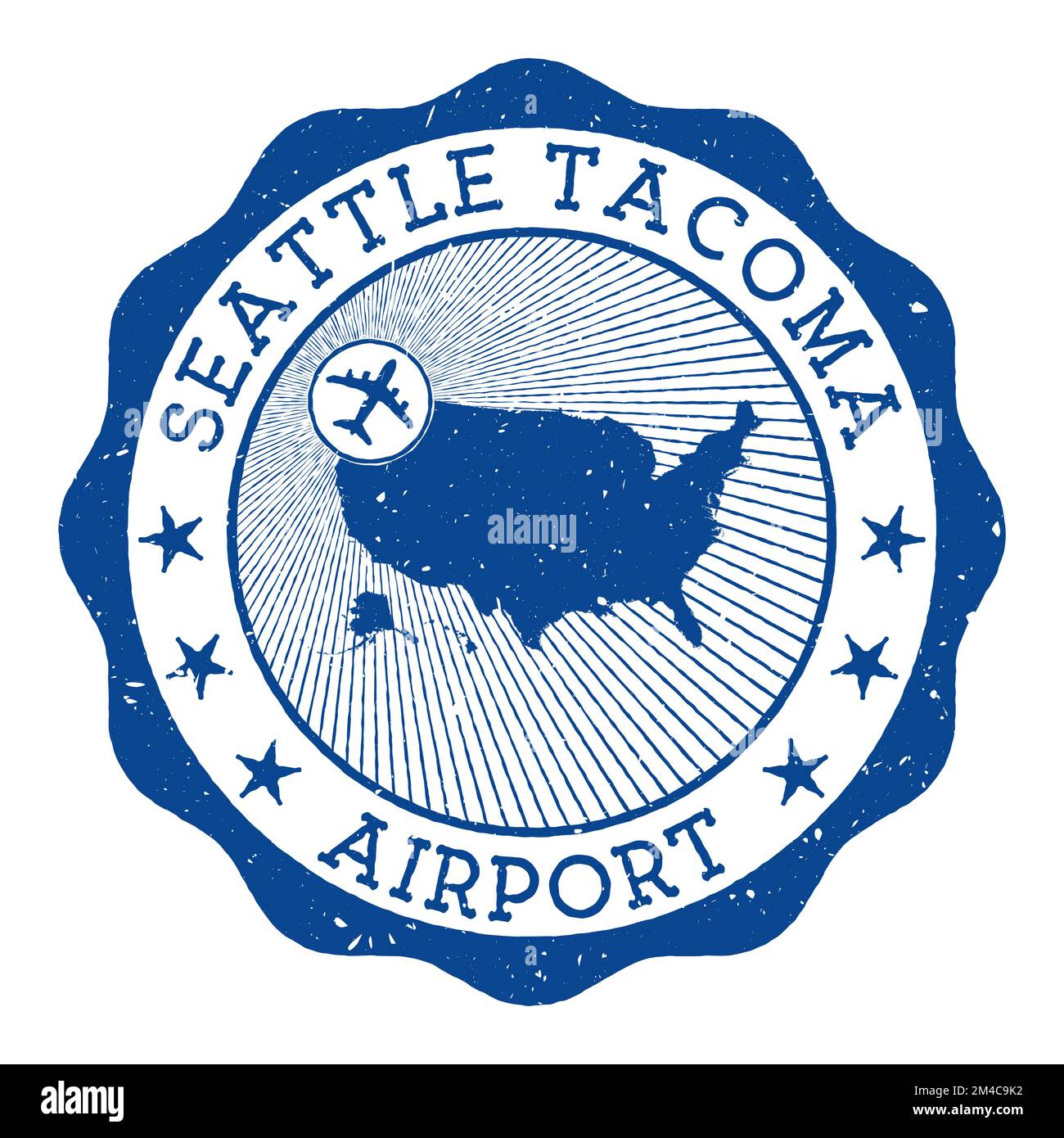 Seattle Tacoma Airport stamp. Airport of Seattle round logo with ...