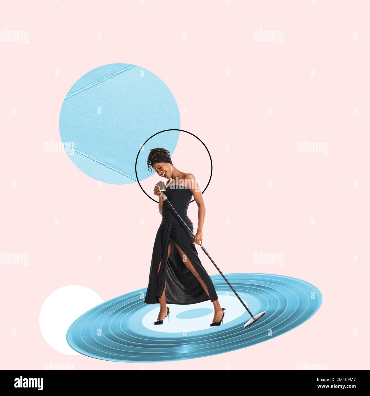 Conceptual contemporary art collage. Stylish, beautiful african woman ...