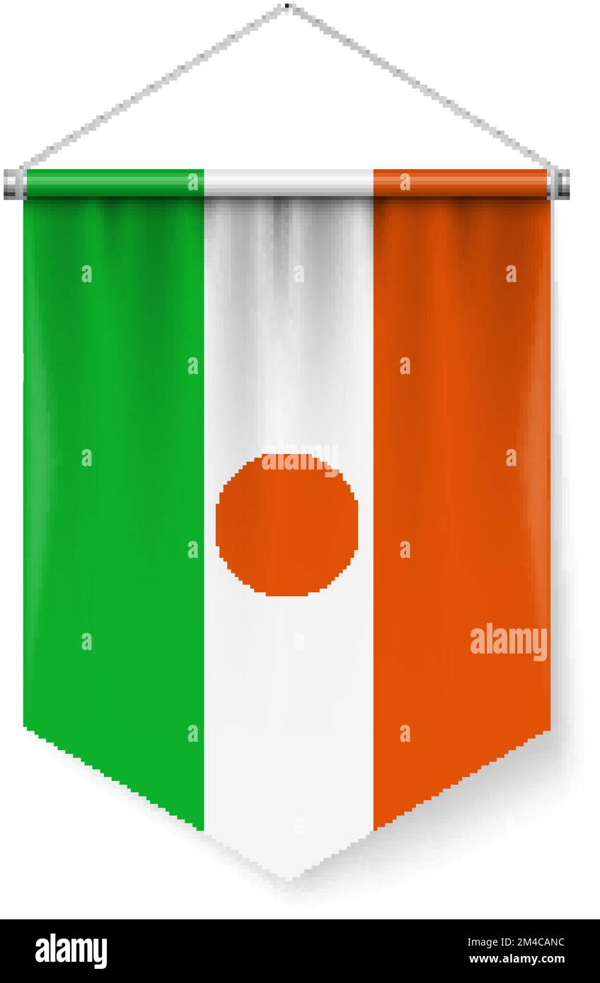 Vertical Pennant Flag of Niger as Icon on White Background with Shadow ...