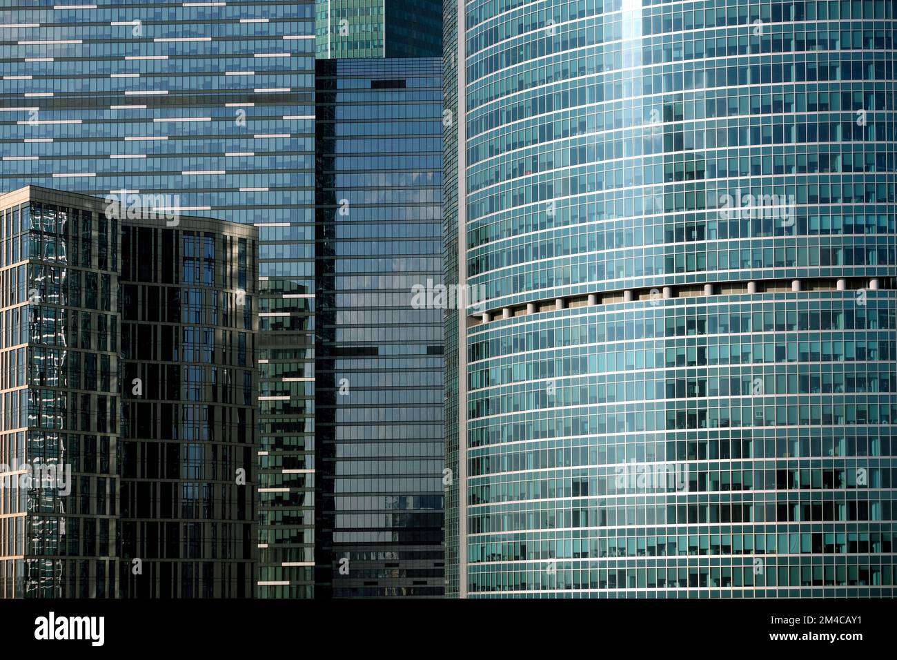Dense standing buildings of business area in Moscow City International ...