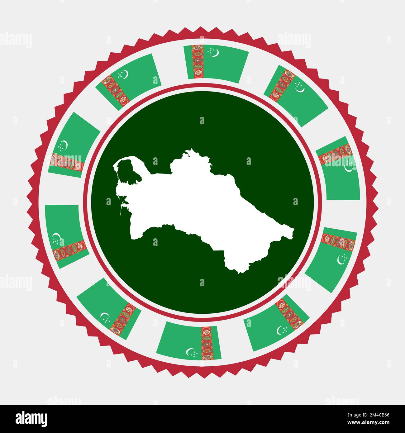 Turkmenistan flat stamp. Round logo with map and flag of Turkmenistan ...