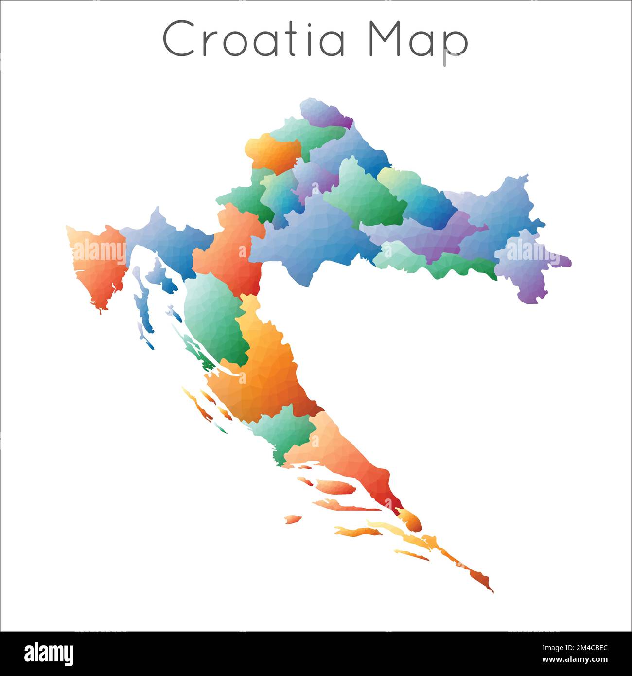 Low Poly map of Croatia. Croatia geometric polygonal, mosaic style map ...