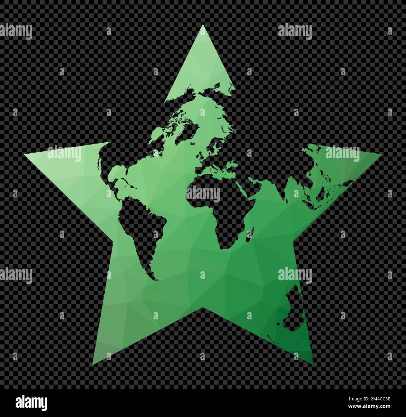 Transparent digital world map. Berghaus projection. Polygonal map of ...