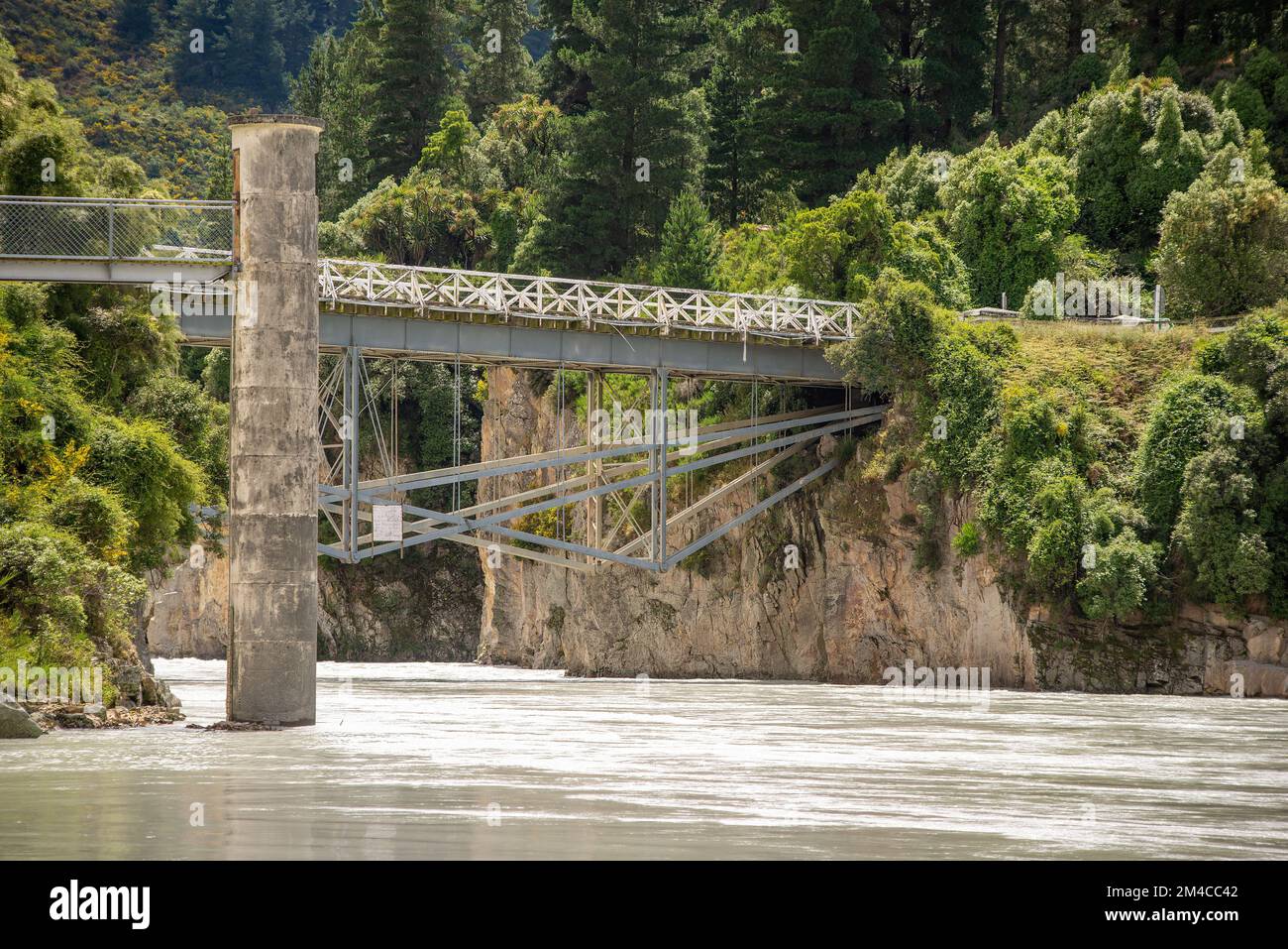 A bridge over Rakaia River in New Zealand, South Island in spring Stock ...