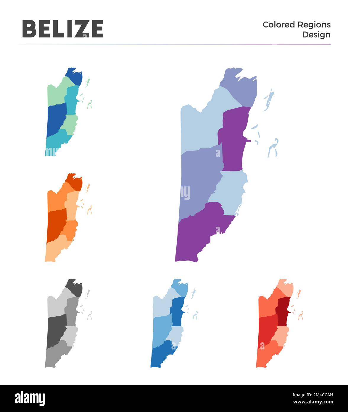 Belize map collection. Borders of Belize for your infographic. Colored ...