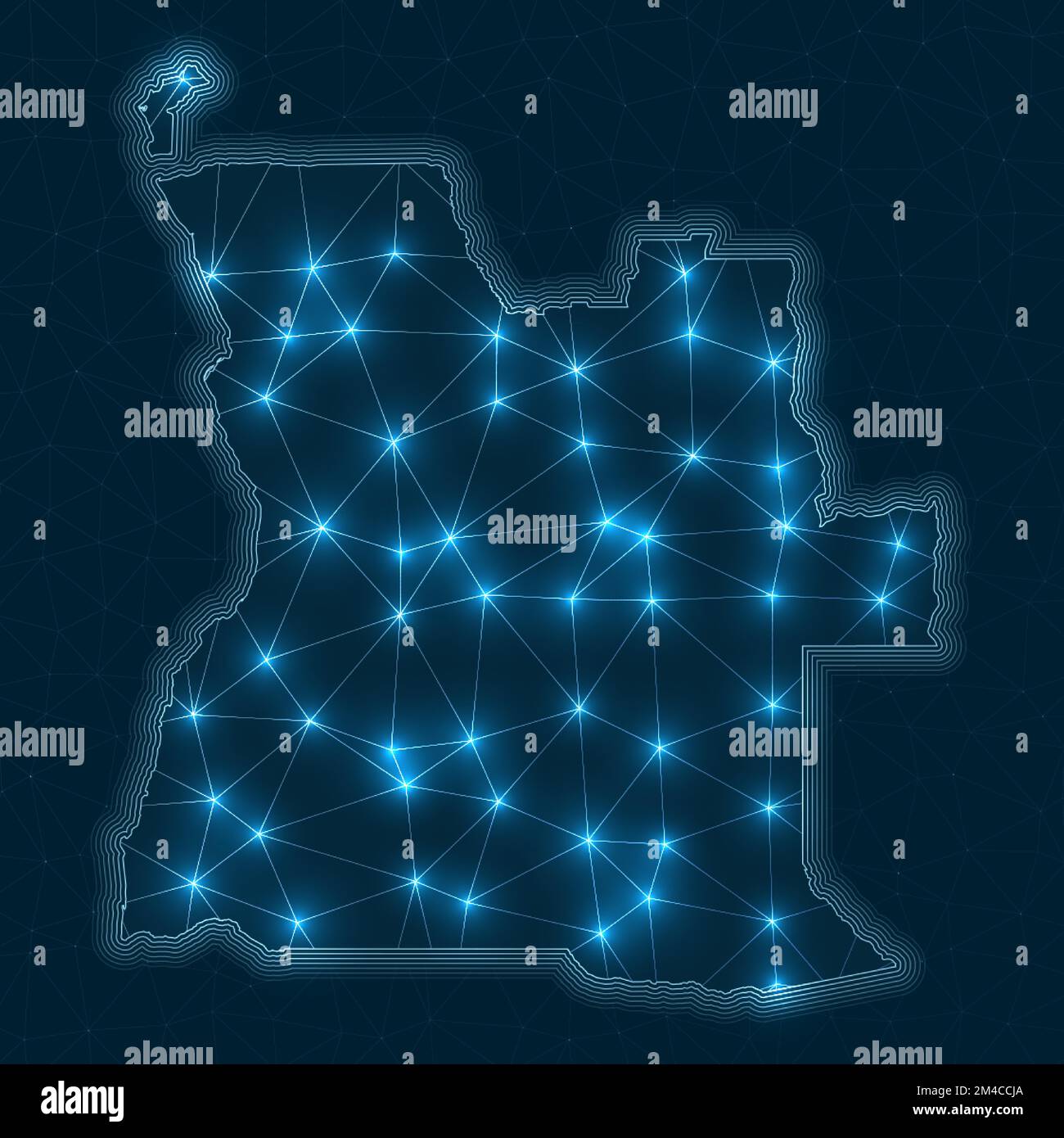 Angola network map. Abstract geometric map of the country. Digital ...