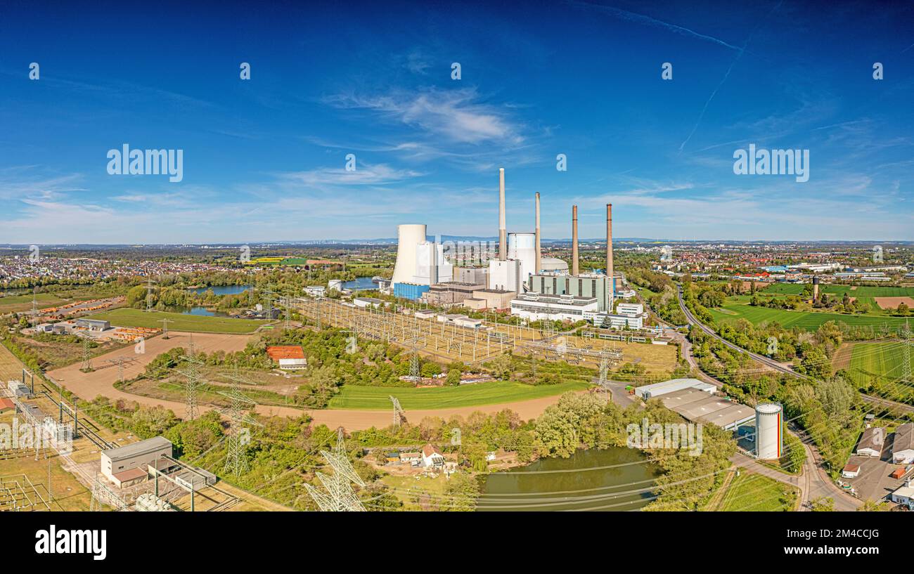 Aerial View Of Coal Fired Power Plant During Daytime With Sunshine And