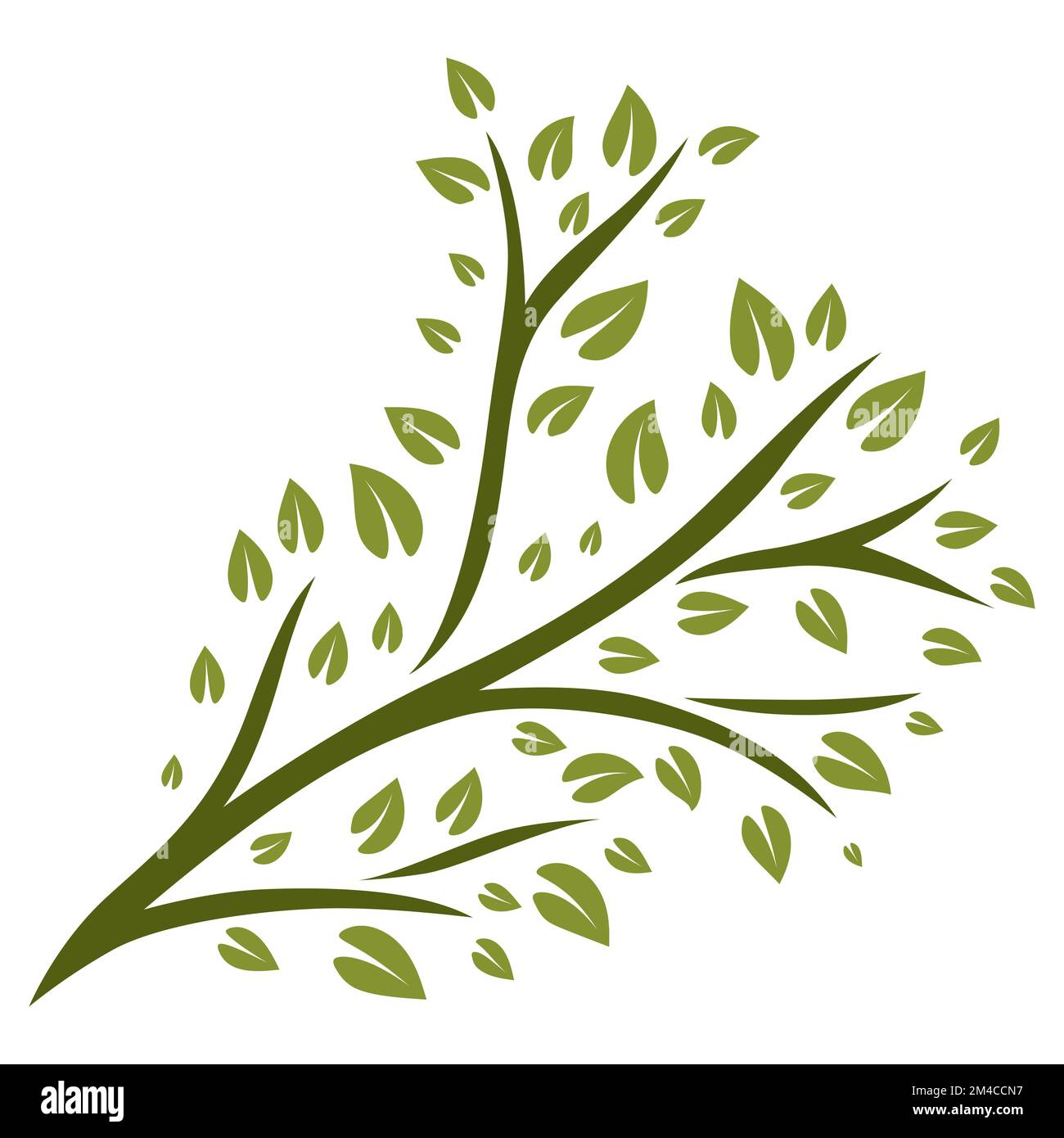 Illustration of sprig with green leaves. Decorative plant Stock Vector ...