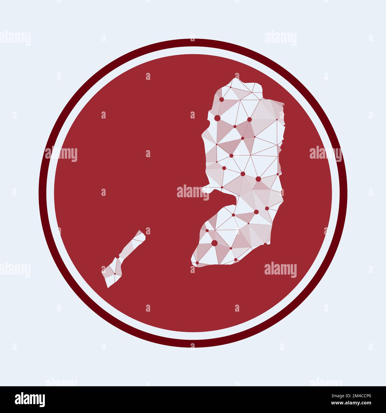 Palestine icon. Trendy tech logo of the country. Geometric mesh round ...