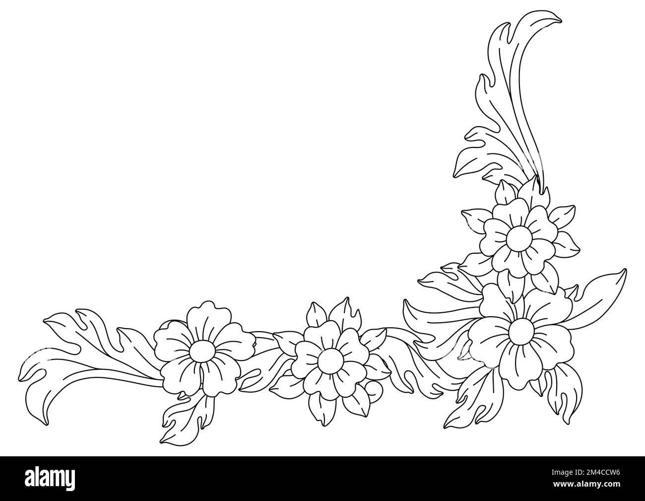 Decorative floral corner in baroque style. Black curling plant Stock ...