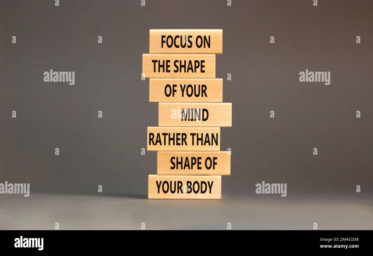 Mind or body symbol. Concept words Focus on the shape of mind rather than shape of your body on ...
