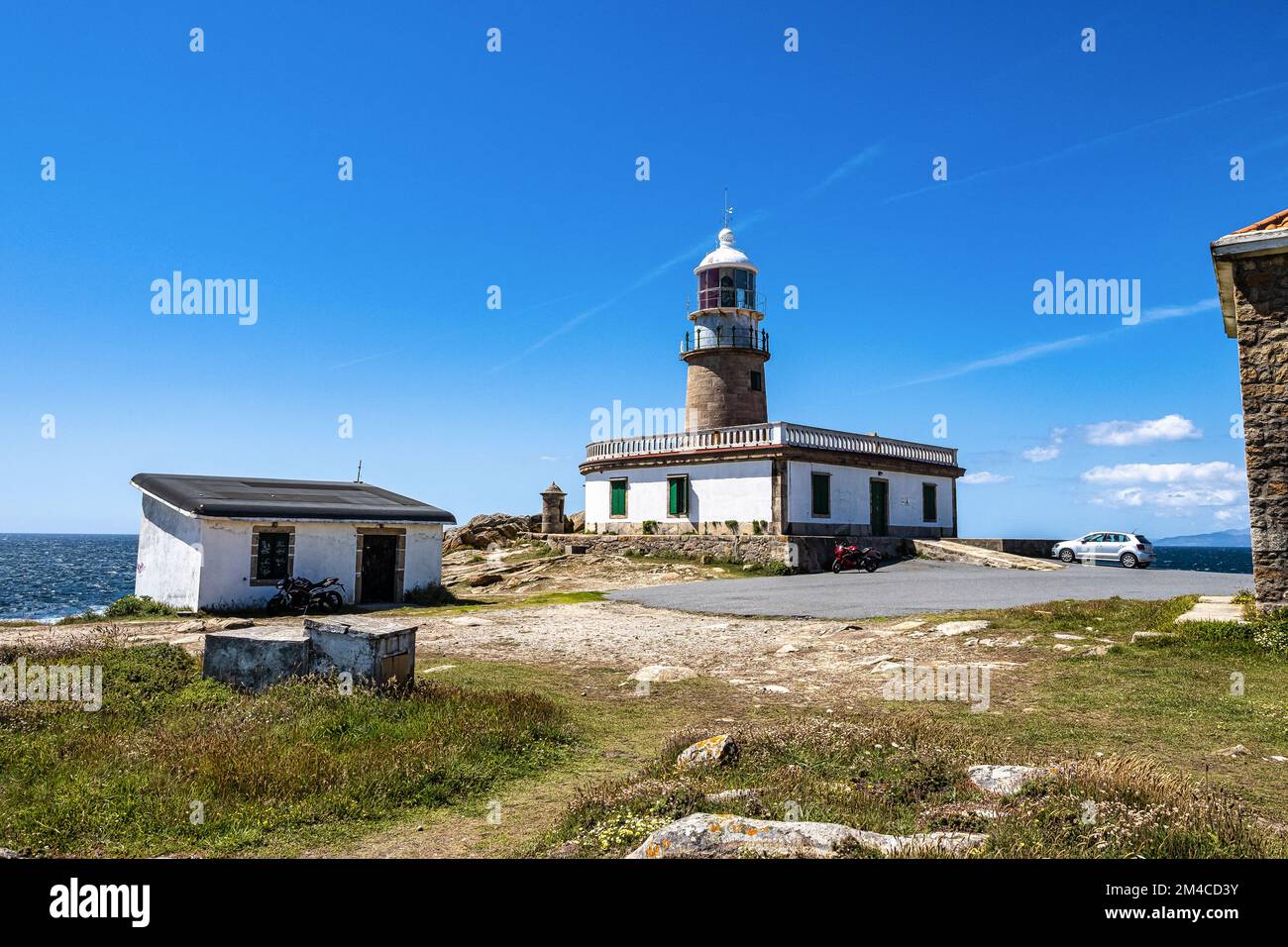 Corrubedo lighthouse in the Atlantic Ocean, Galicia, Spain. Lighthouse ...
