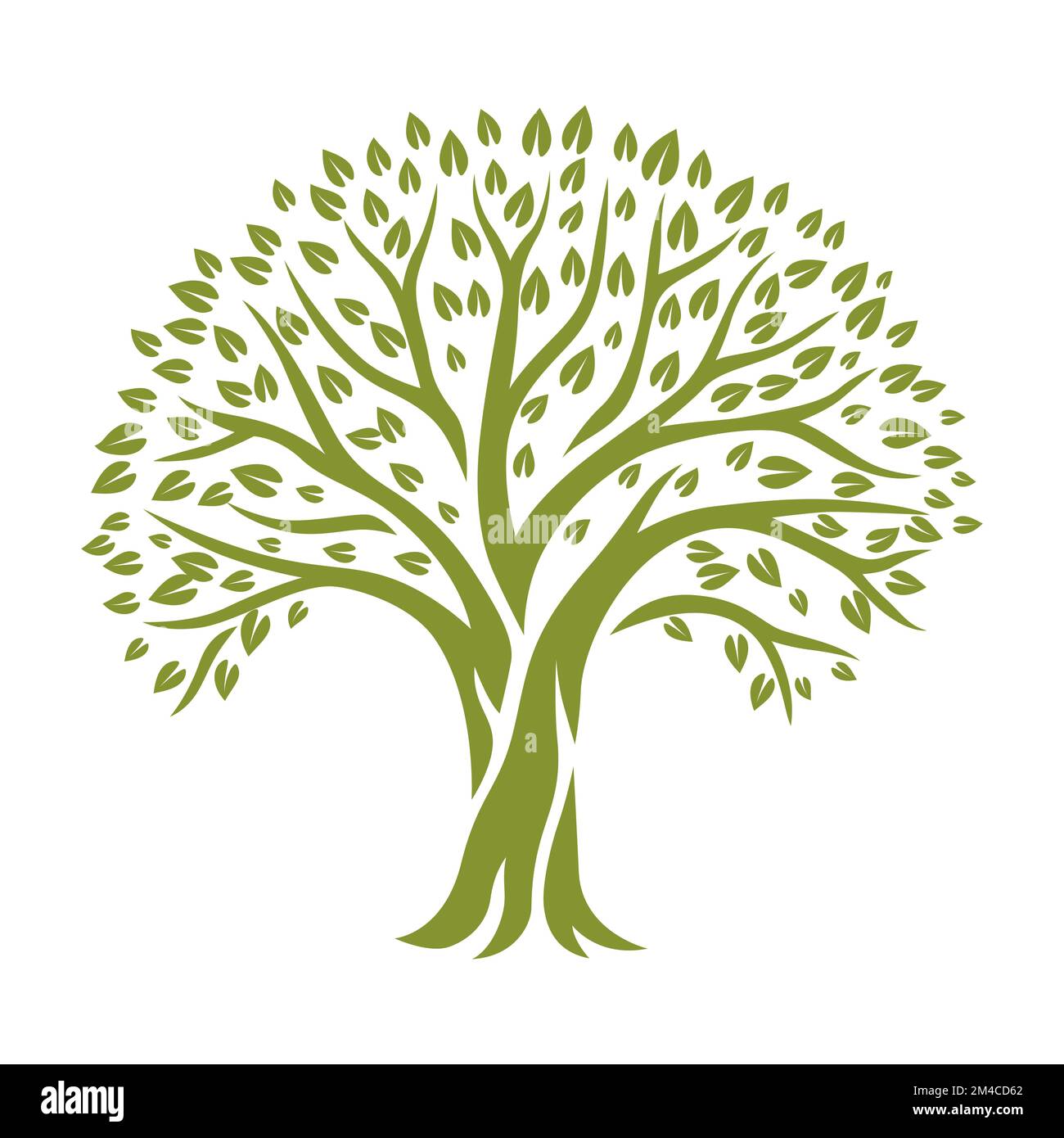 Spring or summer tree with green leaves. Natural illustration Stock ...