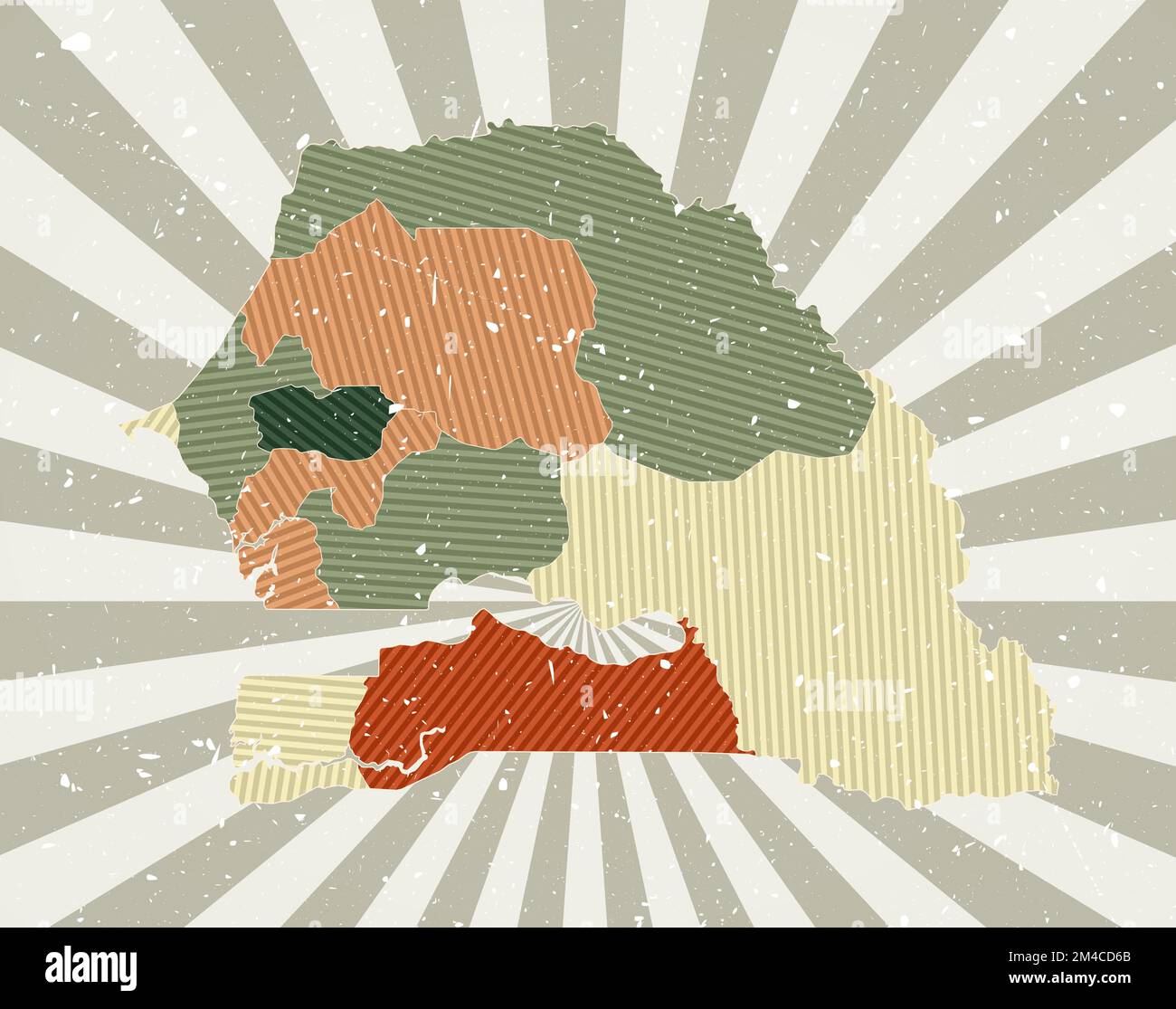 Senegal vintage map. Grunge poster with map of the country in retro ...