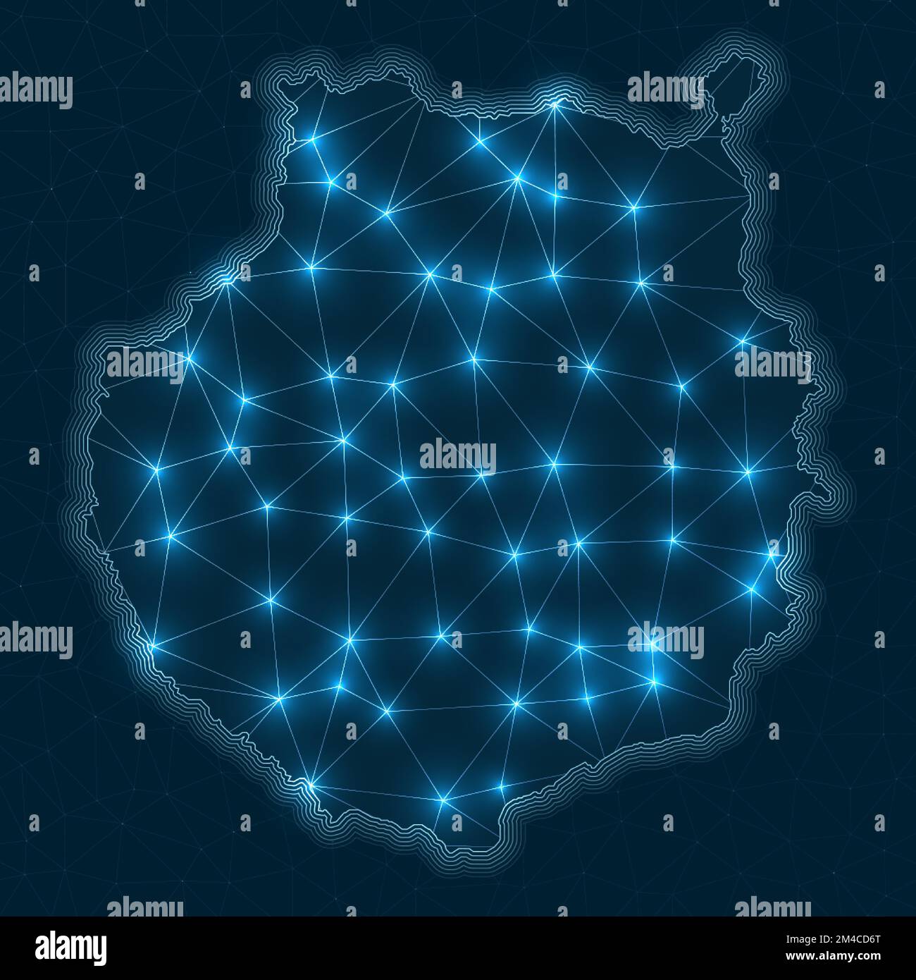 Gran Canaria network map. Abstract geometric map of the island. Digital ...
