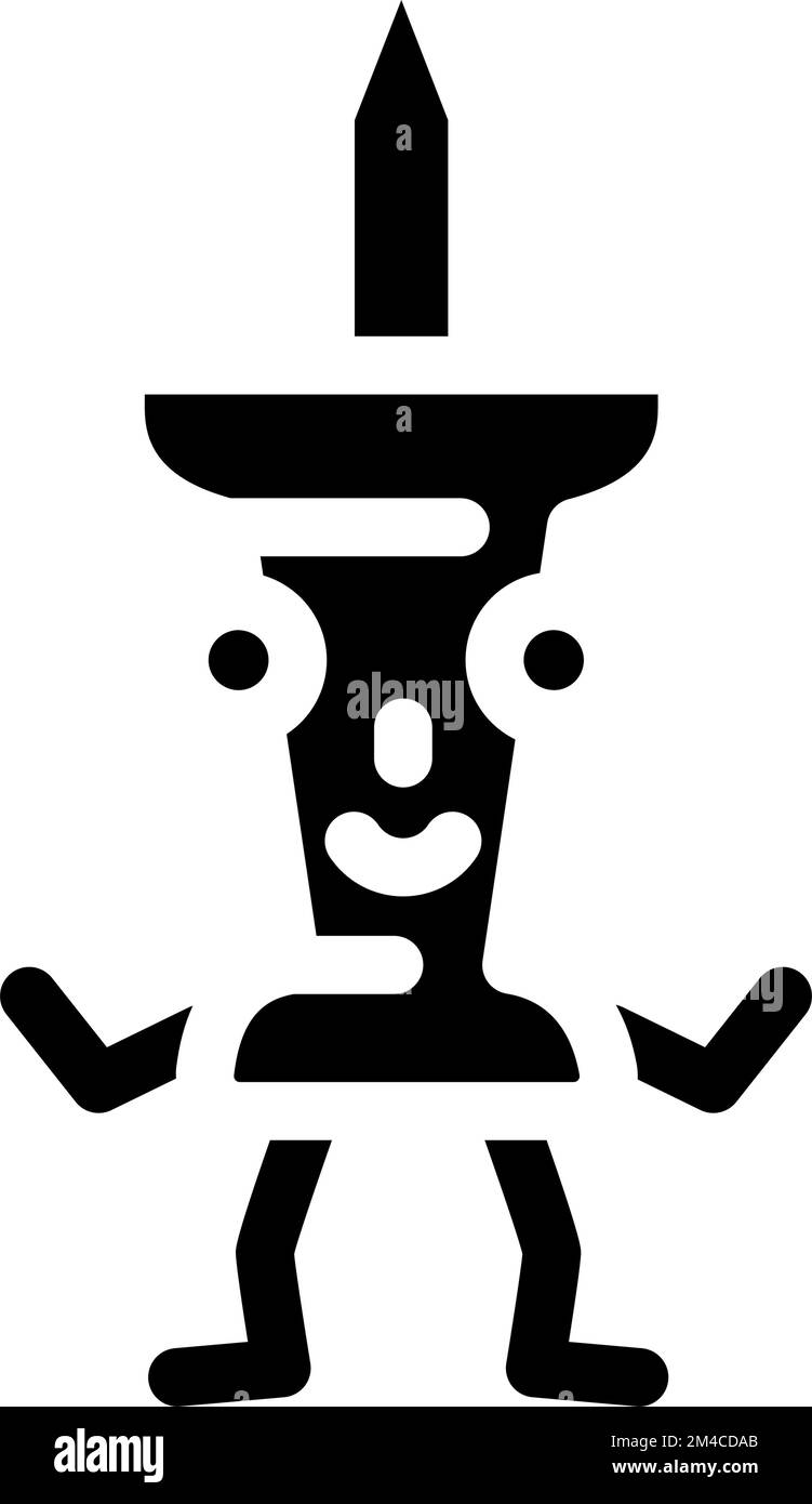 push pin school character glyph icon vector illustration Stock Vector ...