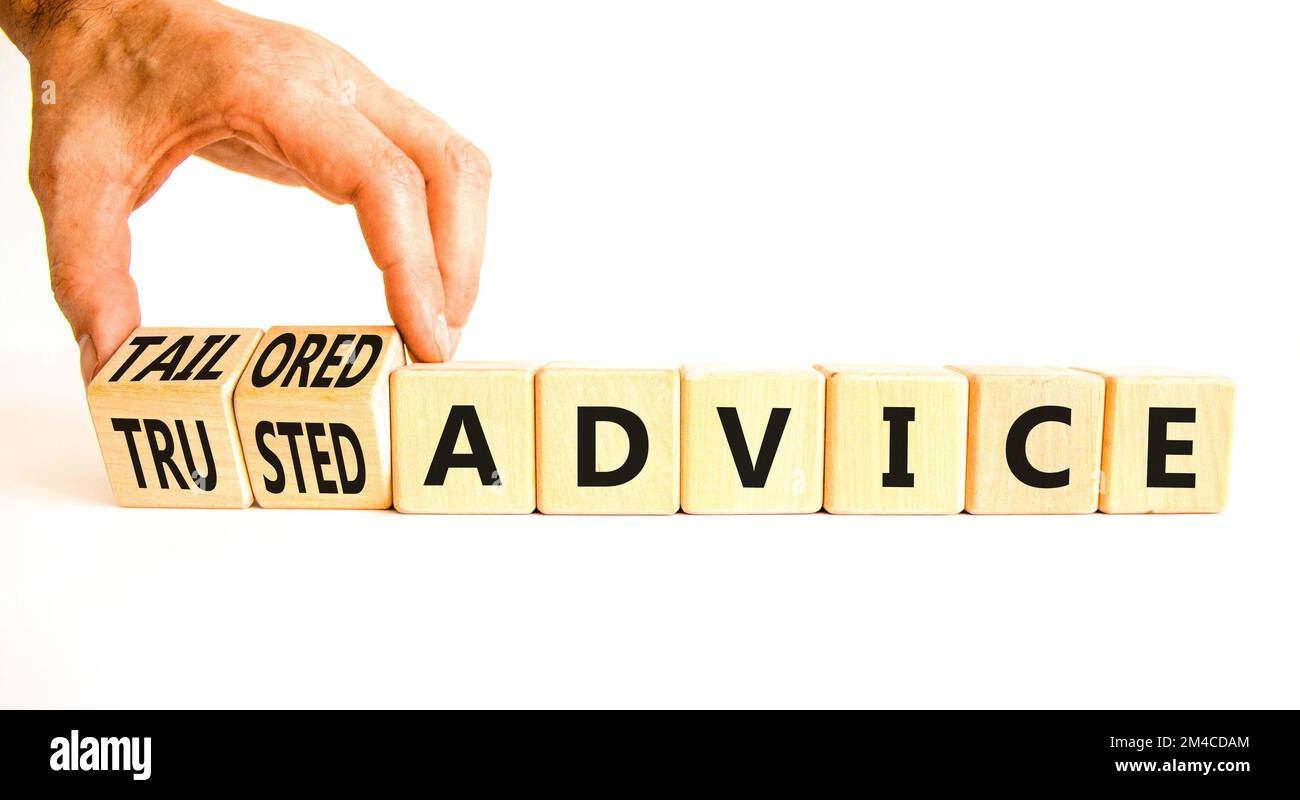 Tailored or trusted advice symbol. Concept words Tailored advice and ...