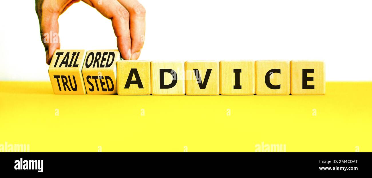 Tailored or trusted advice symbol. Concept words Tailored advice and ...