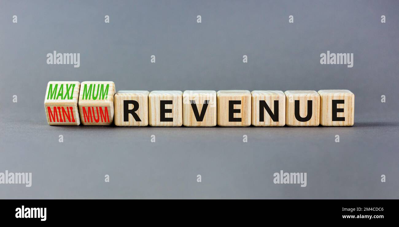 Maximum or minimum revenue symbol. Concept words Maximum revenue and ...