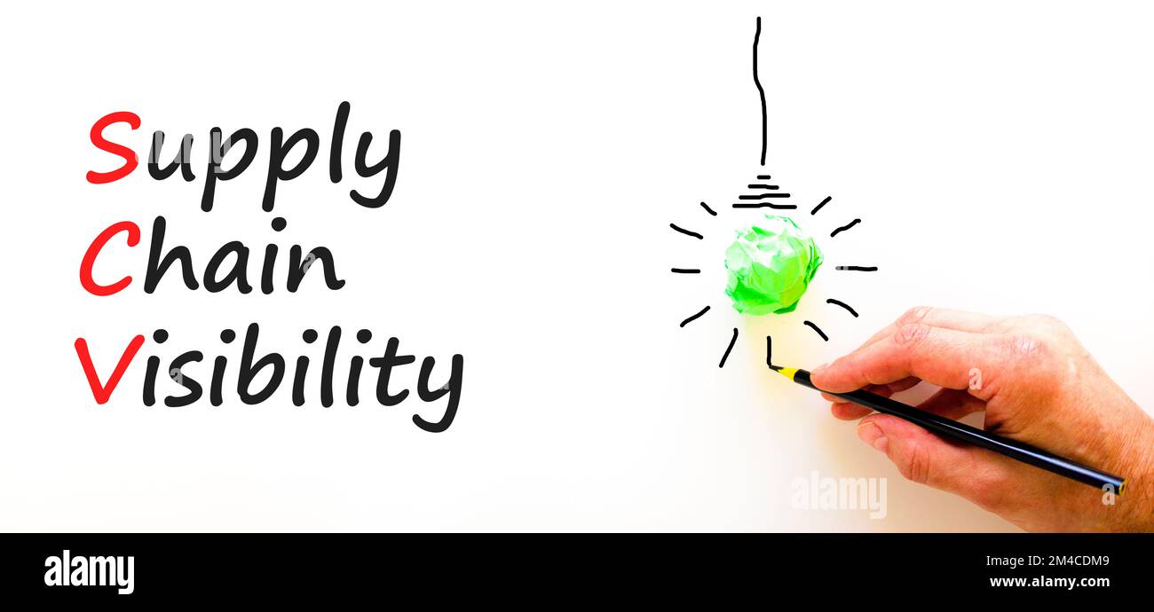 SCV supply chain visibility symbol. Concept words SCV supply chain ...
