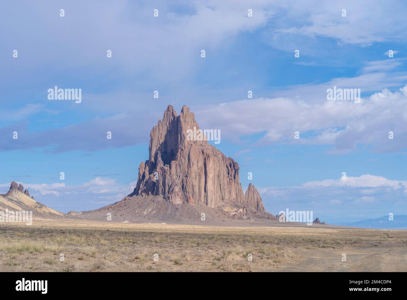 Photograph of Ship Rock/Ts BitÕaÕ’, a sacred site to Navajos. Also, a volcanic plug/monadnock ...