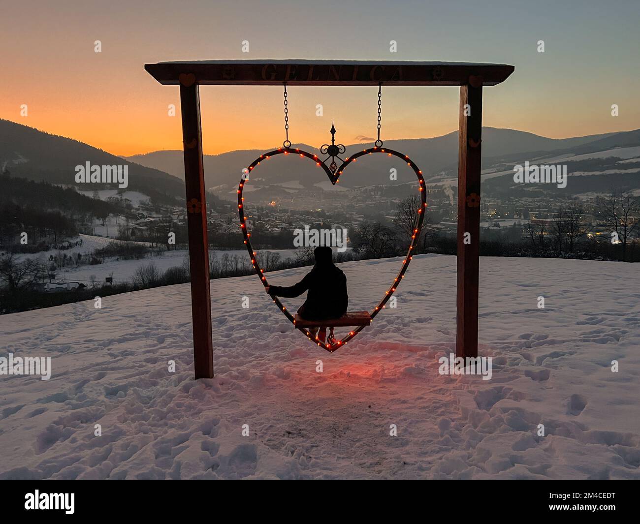 A view of a beautiful swing in the town of Gelnica in Slovakia Stock ...