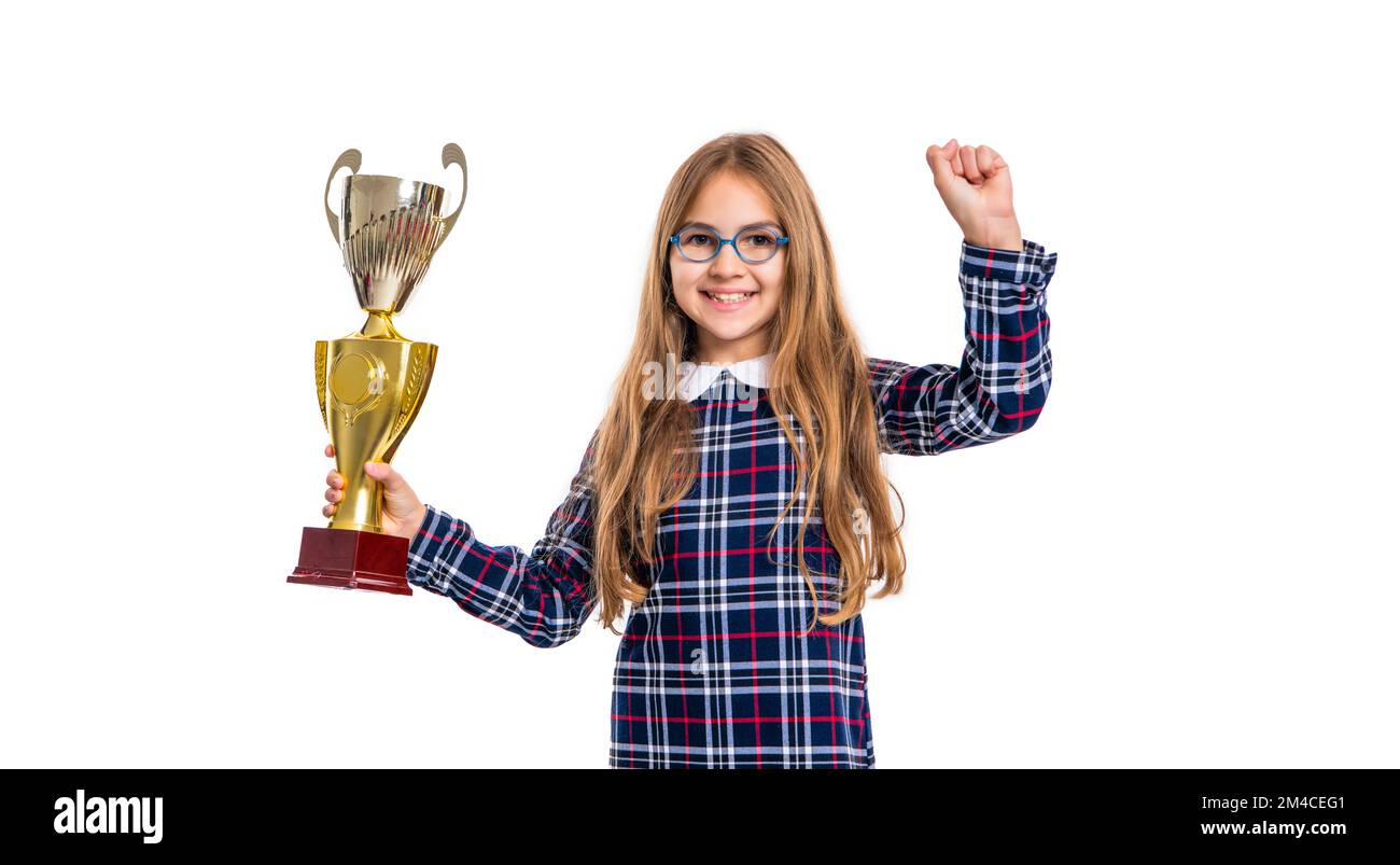 photo of glad excellent school girl with award. excellent school girl ...