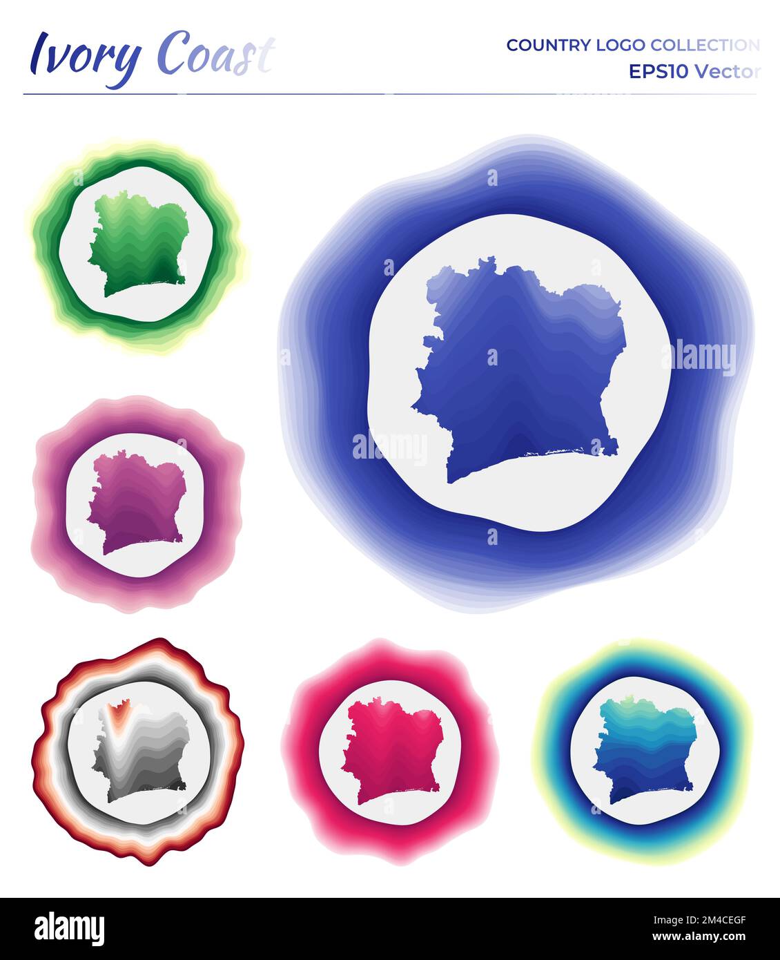 Ivory Coast logo collection. Colorful badge of the country. Layers ...