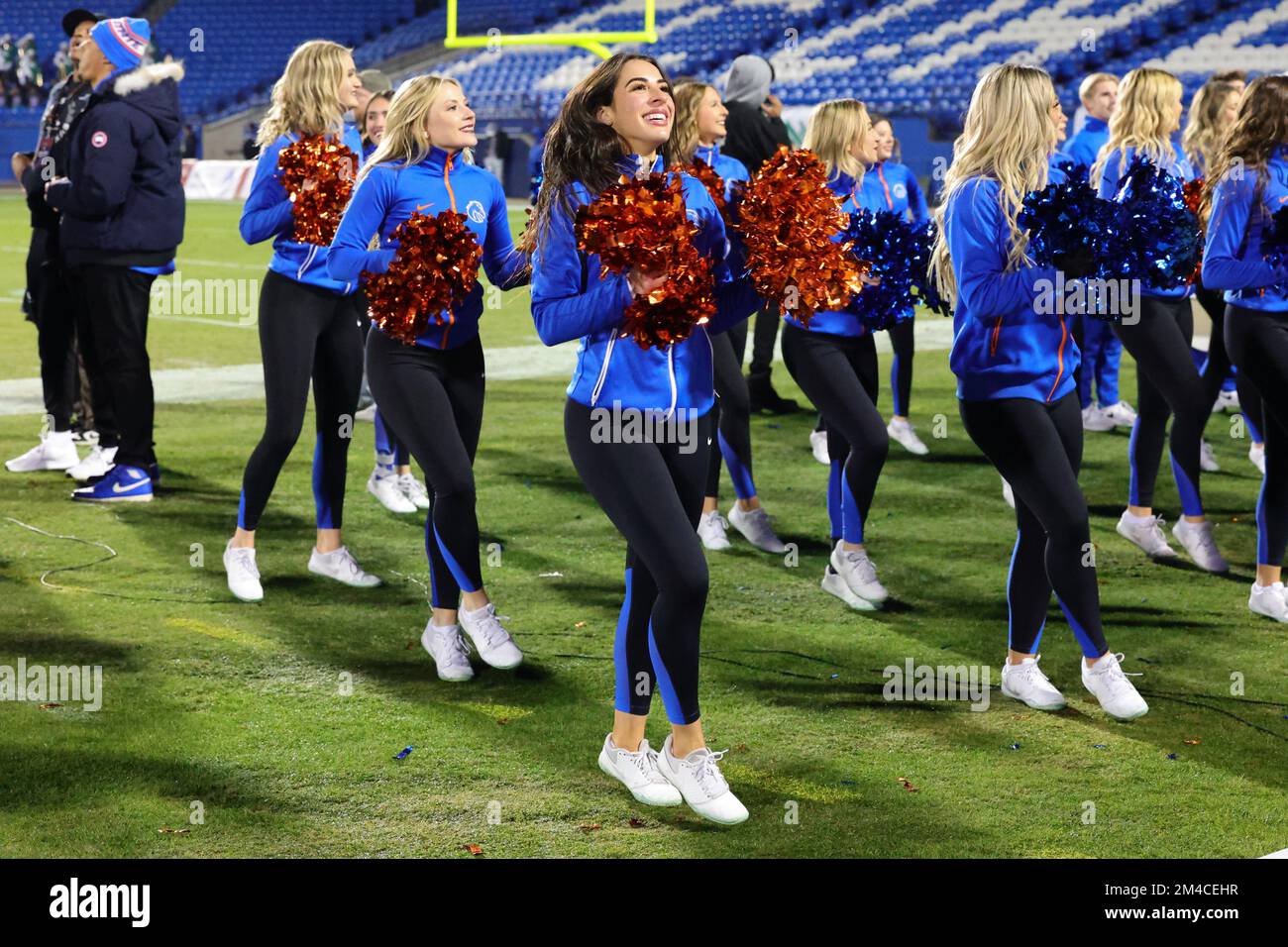 Boise State Broncos cheerleaders during the 2022 Frisco Bowl college ...