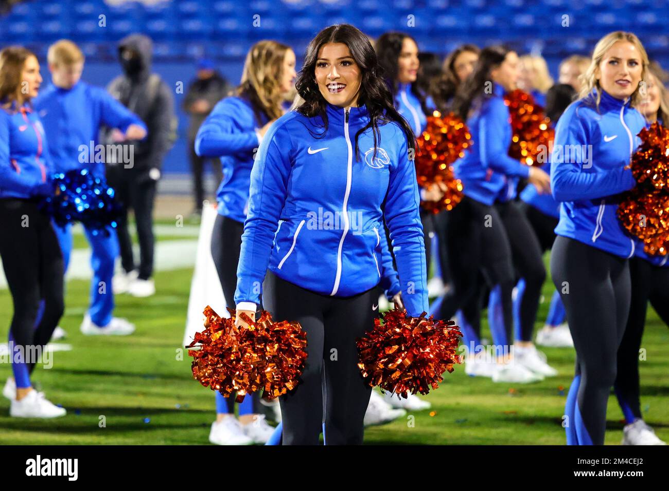 Boise State Broncos cheerleaders during the 2022 Frisco Bowl college ...