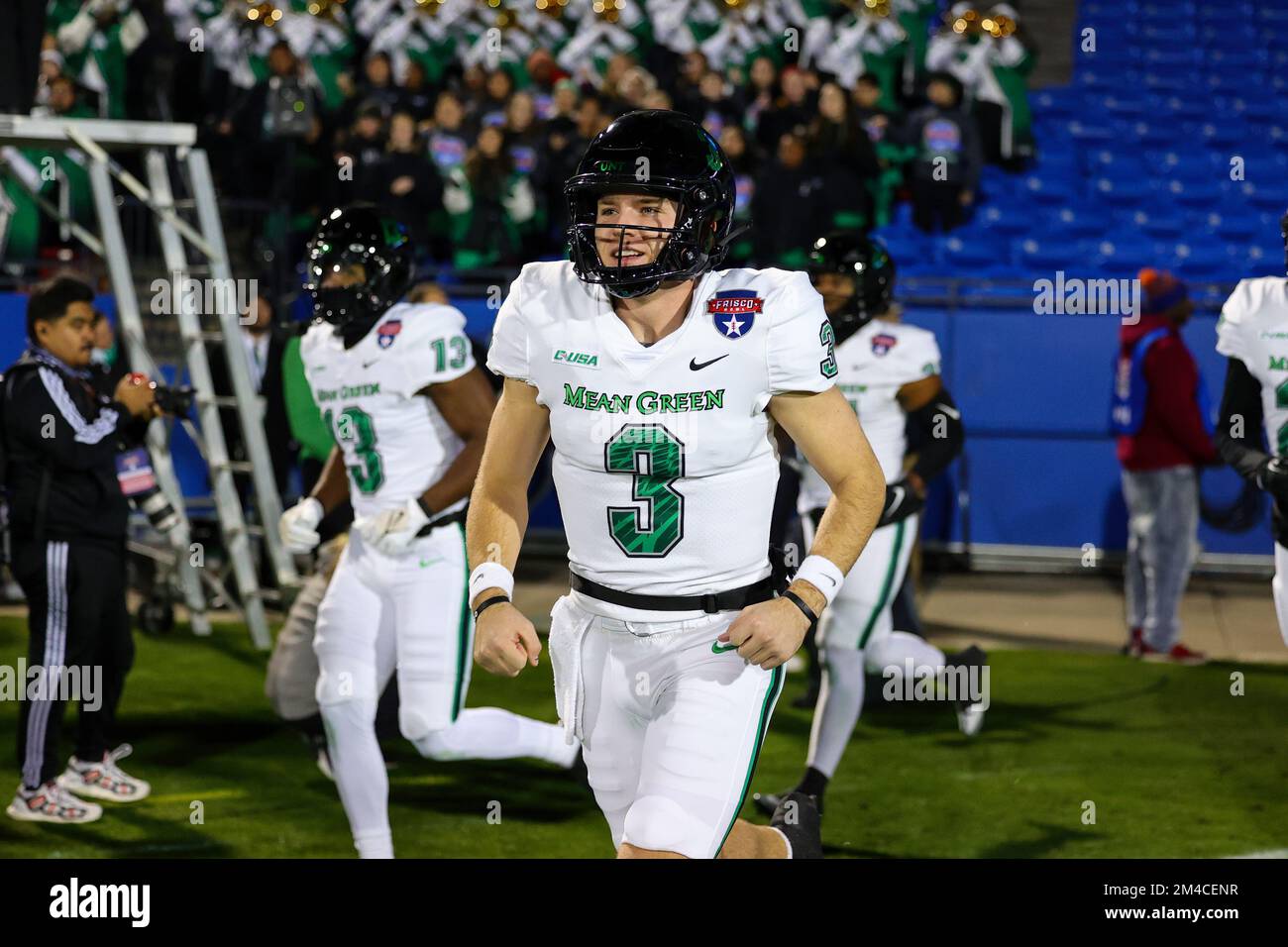 North Texas Mean Green quarterback Stone Earle (3) comes out of the ...