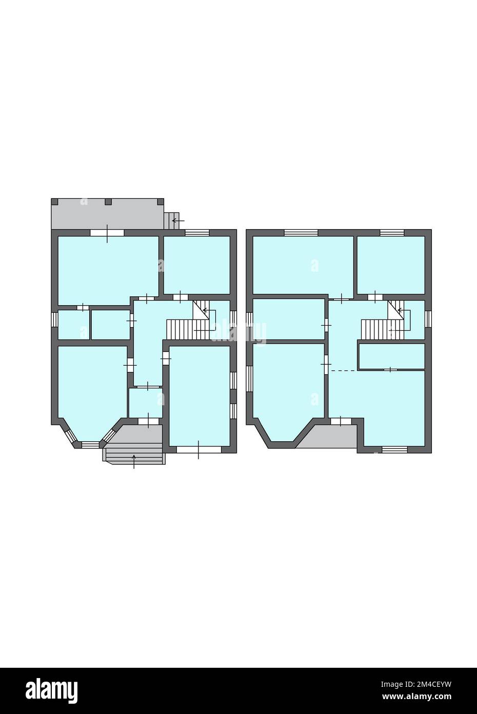 Drawing floorplan. 2d floor plan. Black&white floor plan. House with ...