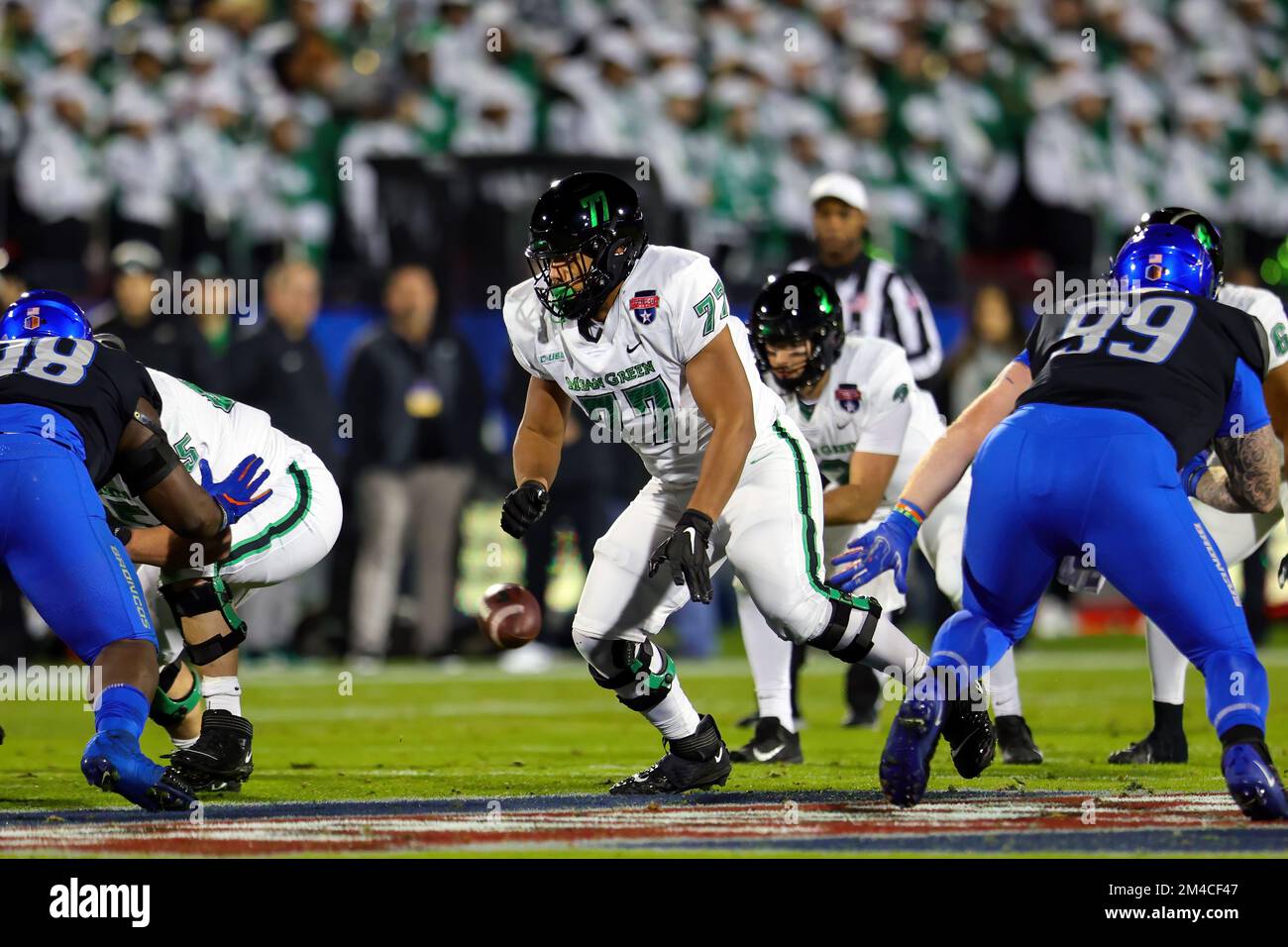 North Texas Mean Green left tackle Kaci Moreka (77) blocks during the ...