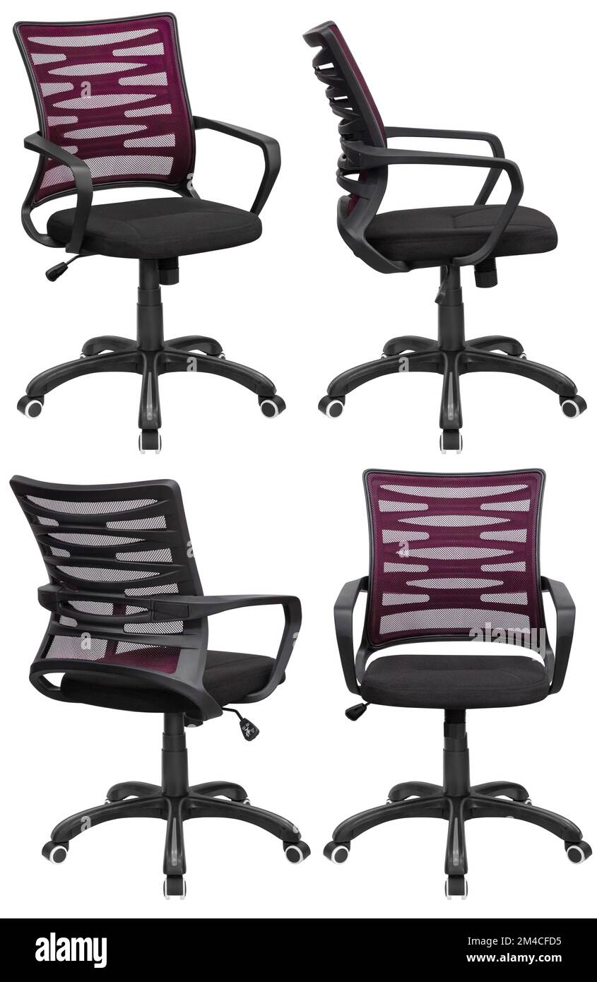Office computer chair, with a mesh back. Isolated from the background ...