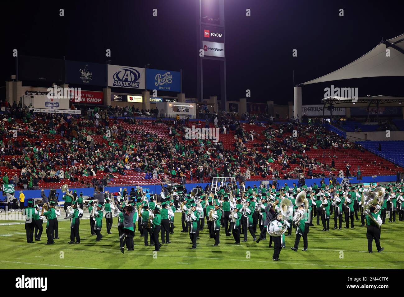 North Texas Mean Green band takes the field during halftime of the 2022 ...