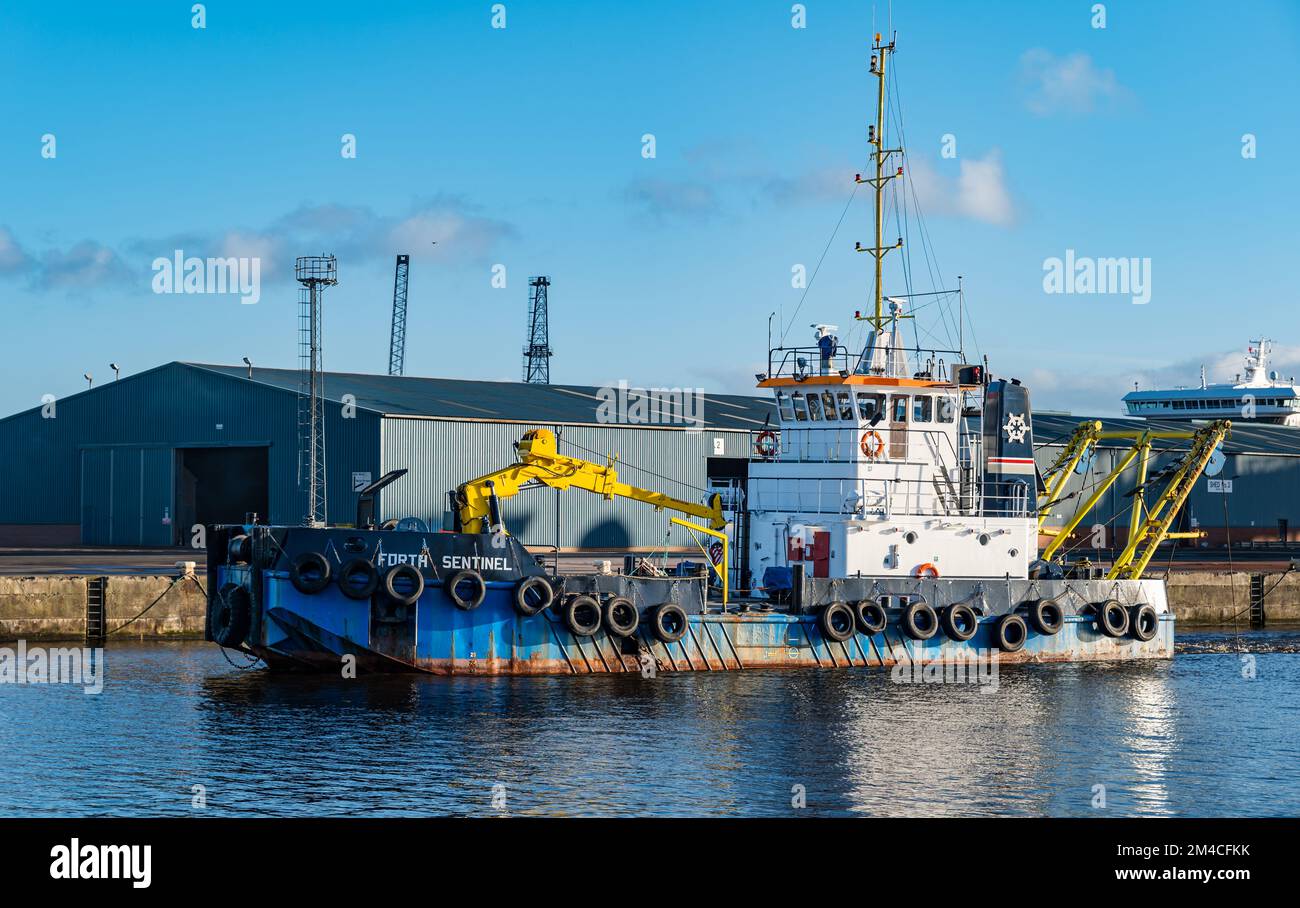 Forth Sentinel utility ship dredging Leith Harbour, Edinburgh, Scotland, UK Stock Photo - Alamy