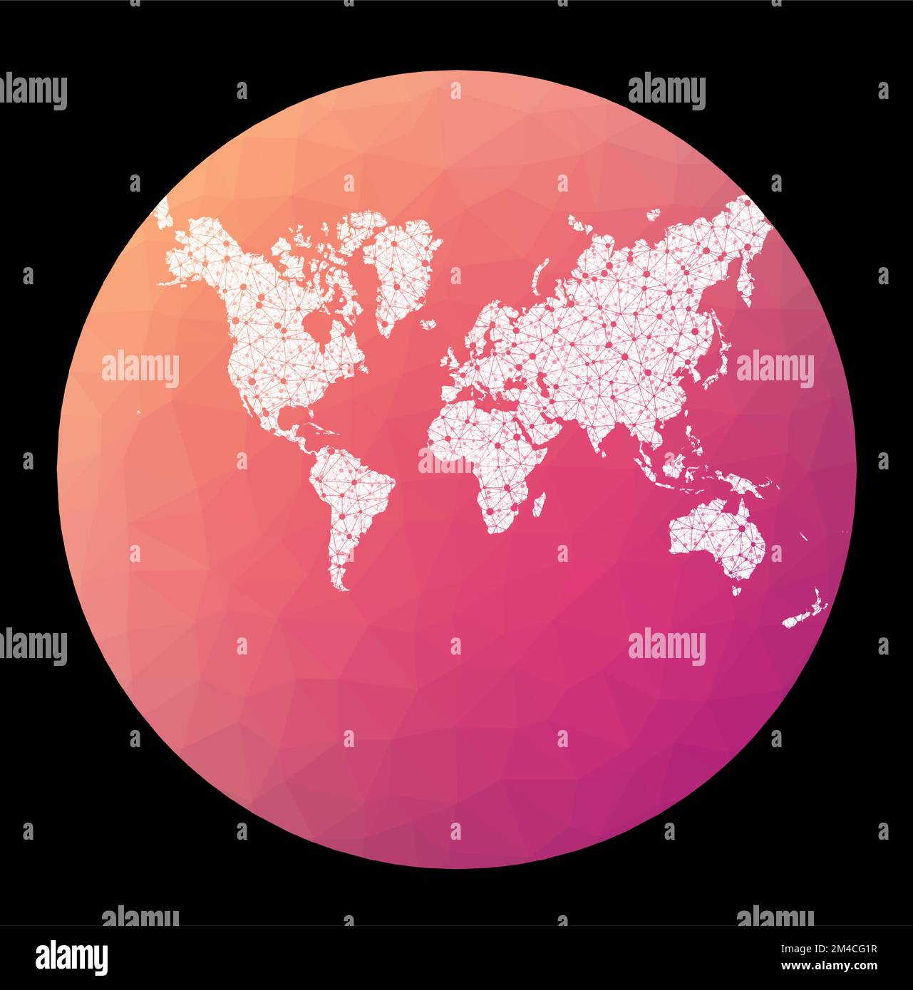 World Network Map Lagrange Conformal Projection Wired Globe In Lagrange Projection On