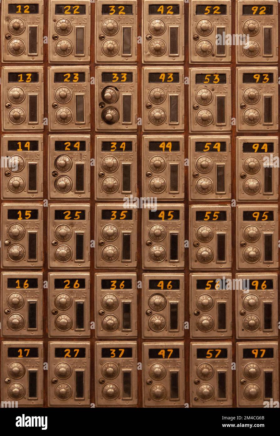 Photograph of the old PO boxes used decades ago, now residing in a ...