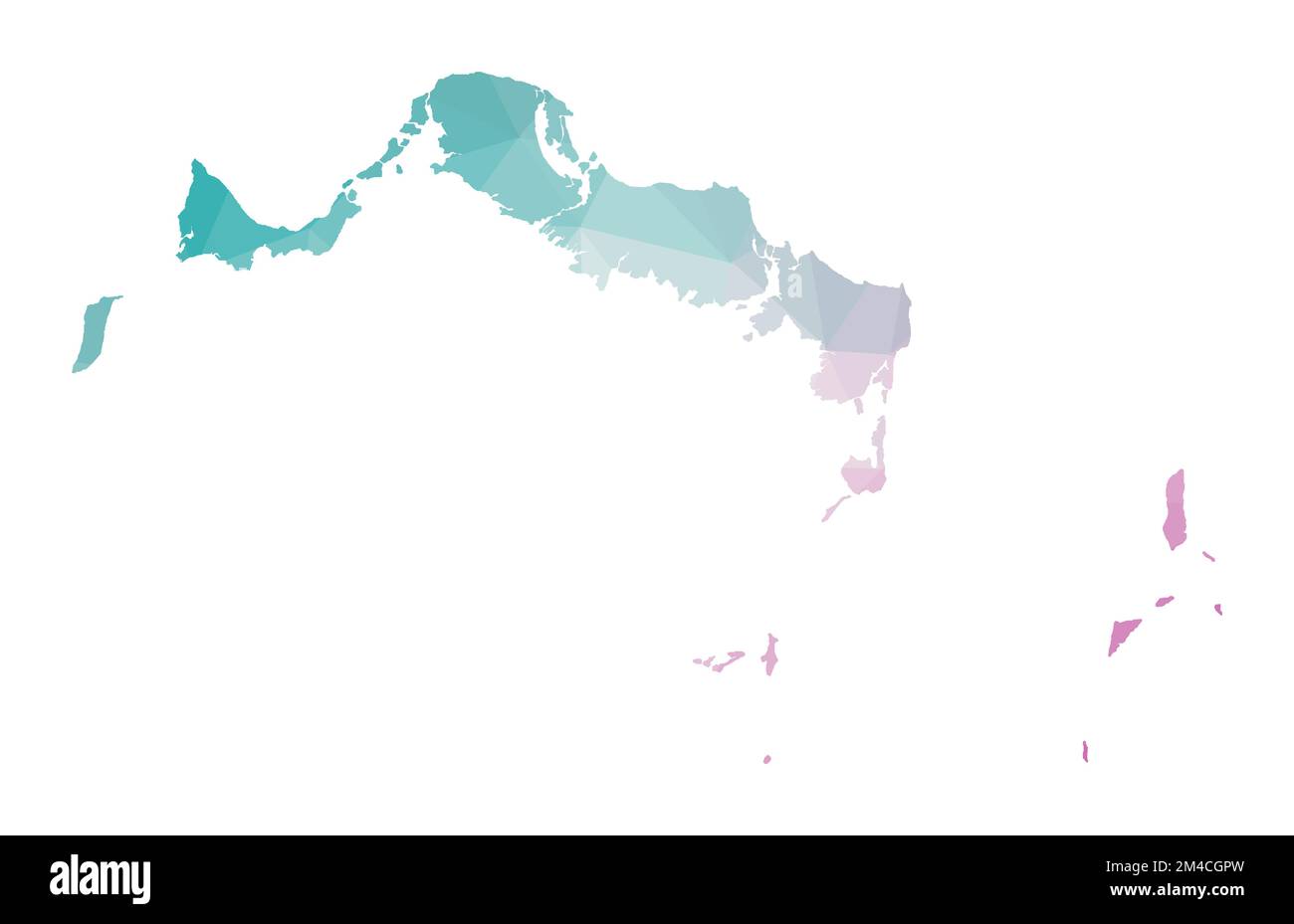 Polygonal map of Turks and Caicos Islands. Geometric illustration of ...