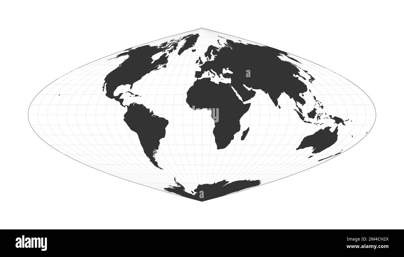 Map Of The World Craster Parabolic Projection Globe With Latitude And Longitude Net World Map