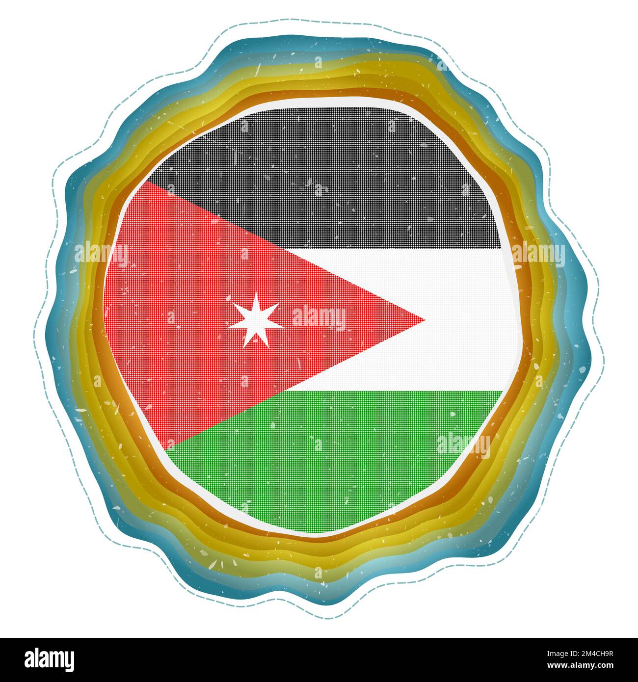 Jordan flag in frame. Badge of the country. Layered circular sign ...