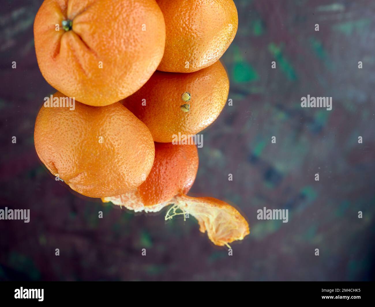 Easy peel sweet Tangerines on clean neutral background. Natural close ...