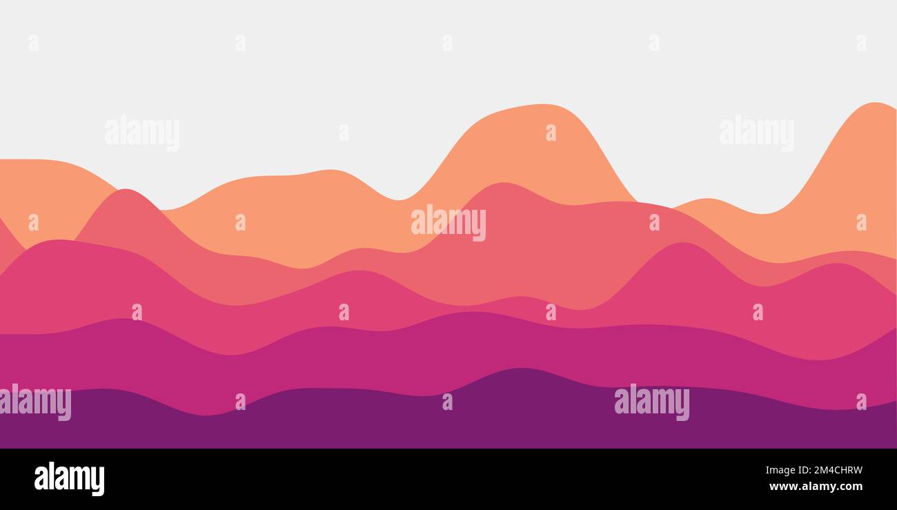 Abstract sunset dark hills background. Colorful waves authentic vector ...