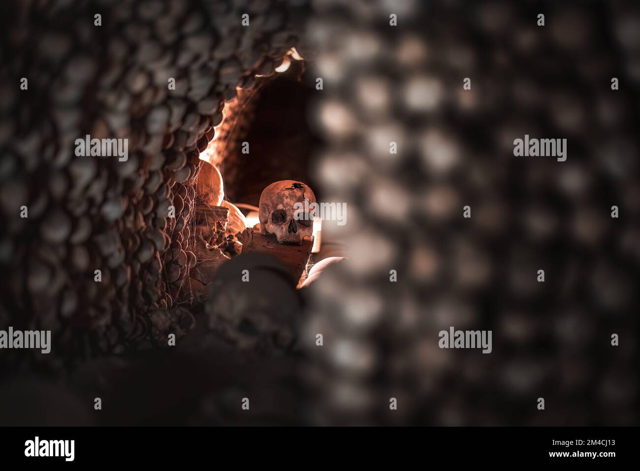 Skulls at Sedlec Ossuary Interior - Kutna Hora, Czech Republic Stock ...