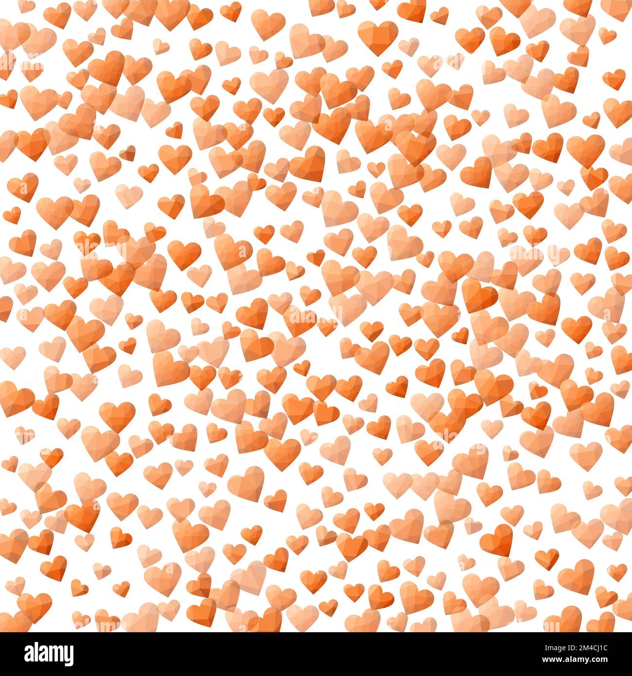 Orange polygonal hearts in diamond style. Low poly background. Neat ...